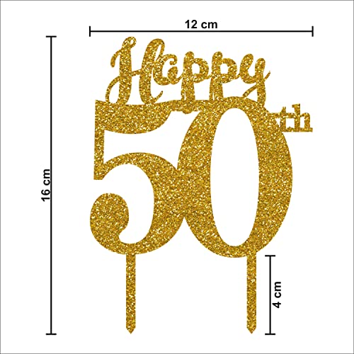 Party Baazaar Acyrlic Silver Glitter Finish Happy 50Th Cake Topper For ...