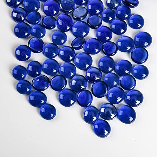 Hisredsun 290pcs sea blue glass pebbles,1.35kg flat marble beads,Vase ...