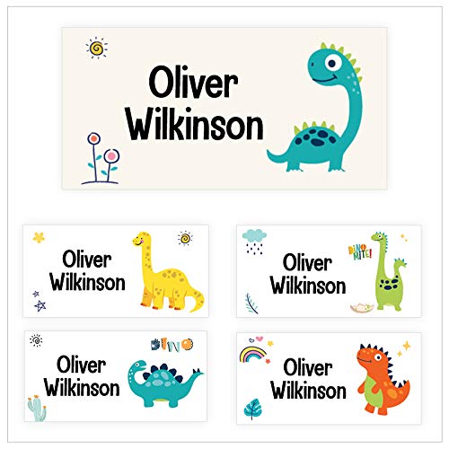 Pack of 45 Dinosaurs Kids Labels (40 x 20 mm) Self Adhesive Waterproof ...