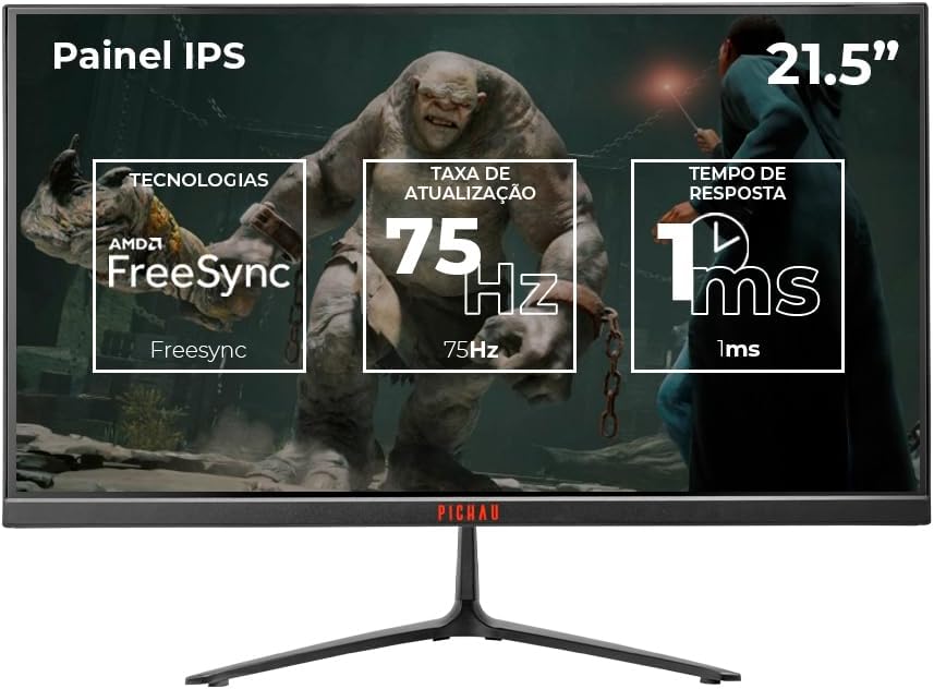 Monitor Gamer Pichau Athen V2L 21, 21.5 Pol., IPS, FHD, 1ms, 75Hz, FreeSync, VGA/HDMI, PG ...
