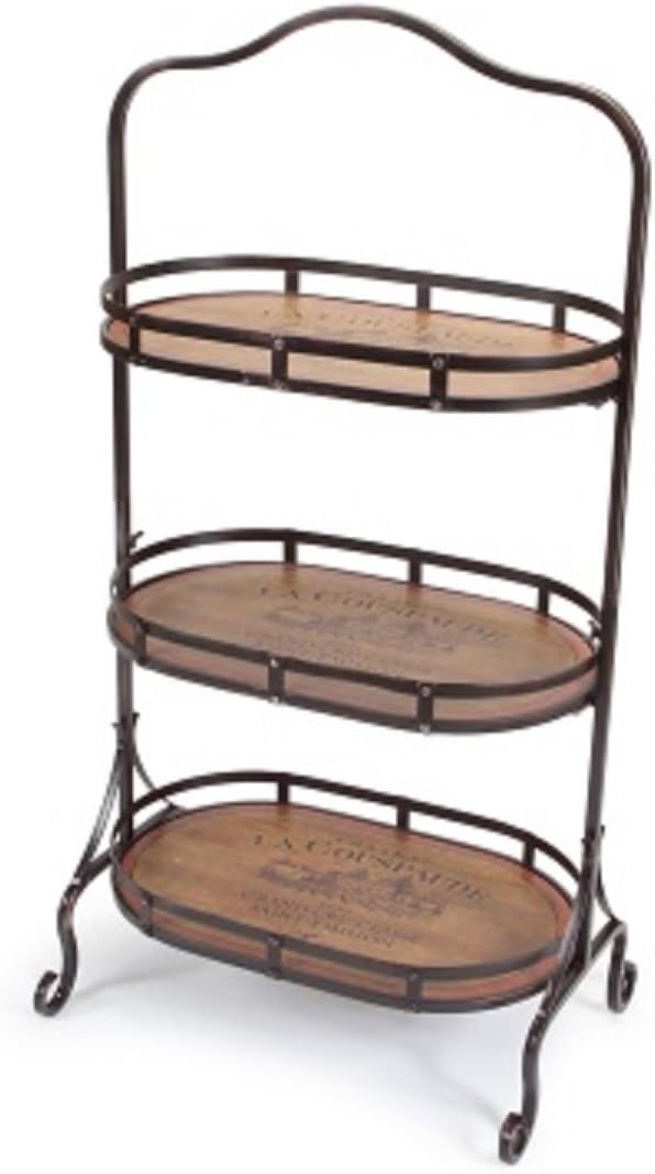 Amazon.com: 3-Tier Display Stand with Handle - Wood & Metal with Wine ...
