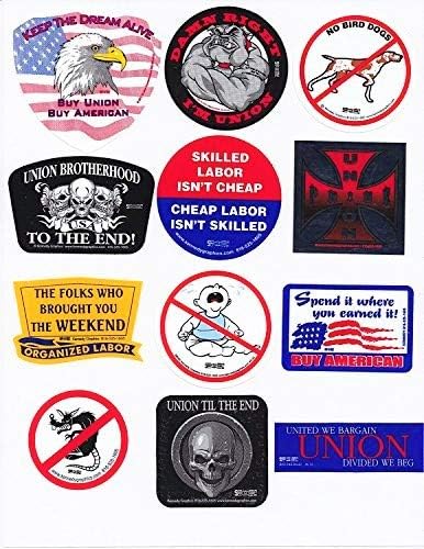 Amazon.com: 12 PCS Union Stickers – Funny Vinyl Decals for Hard Hat ...