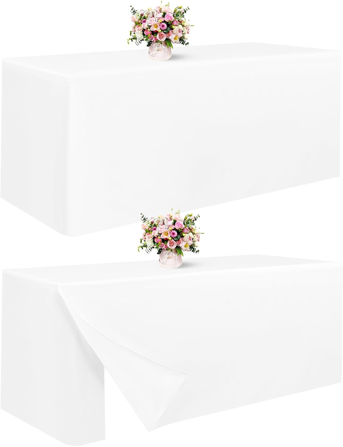 White Fitted Table Covers for 6 Foot Tables, 2 Pack Folding Table ...