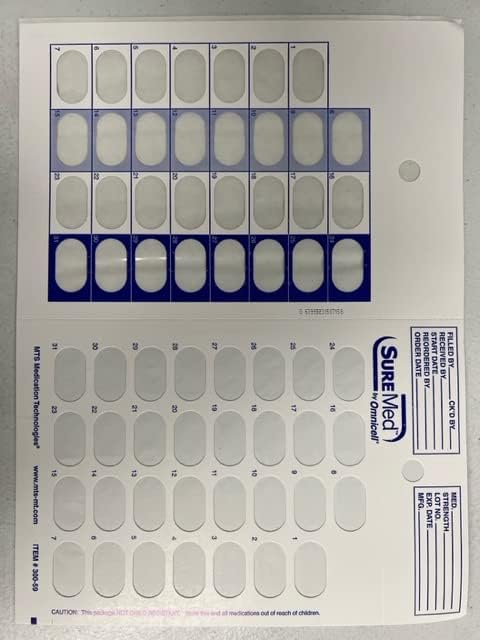 Amazon.com: Pharmacy Blister Medication Packs Card (31-Days Cold Seal ...