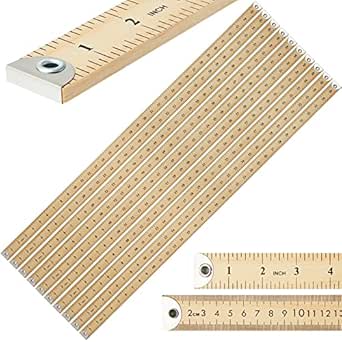 Hoteam 10 Pcs Heavy Duty Wooden Yardstick 36 Inches Natural Wood Yard ...