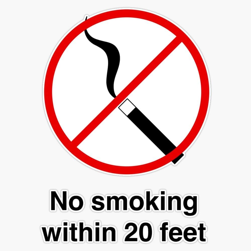 Amazon.com: No Smoking Within 20 Feet Sign Smoke and Cigarette Vinyl ...