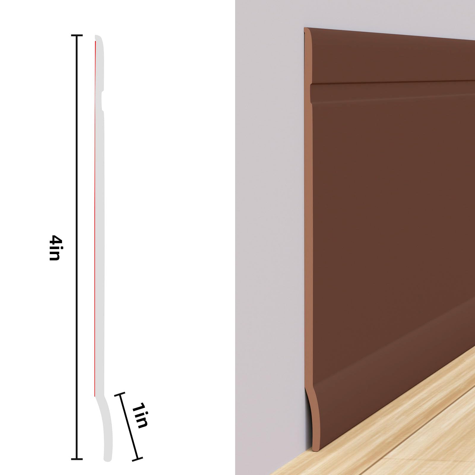 Snapklik.com : Raycity Rubber Baseboard Trim - 4 Inch X 40 Feet Vinyl ...