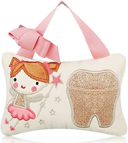 Amazon.com: Tooth Fairy Pillow Embroidery Cartoon Fairy Gold Tooth ...