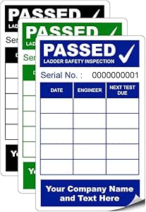 50 Personalised Custom Ladder Safety Inspection Labels Stickers - 50mm ...