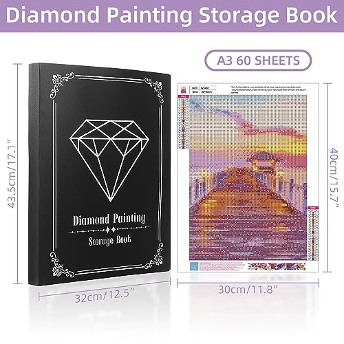 SupLetsico Diamond Painting Storage Book, A3 Diamond Art Portfolio ...