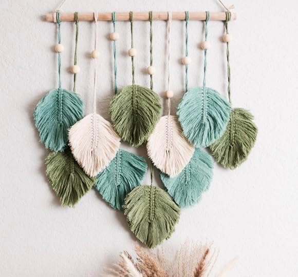 Amazon.com: SnugLife Macrame Wall Hanging Leaves - Large Chic Feather ...