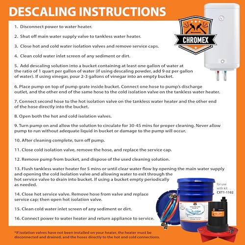 Chromex Tankless Heater Descaler Kit - Just Add Vinegar or Your Own ...