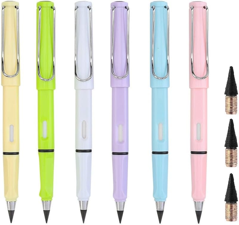 Alexvyan 6 Pcs Inkless Eternity Pencils(3 Graphite Nib Extra) with ...