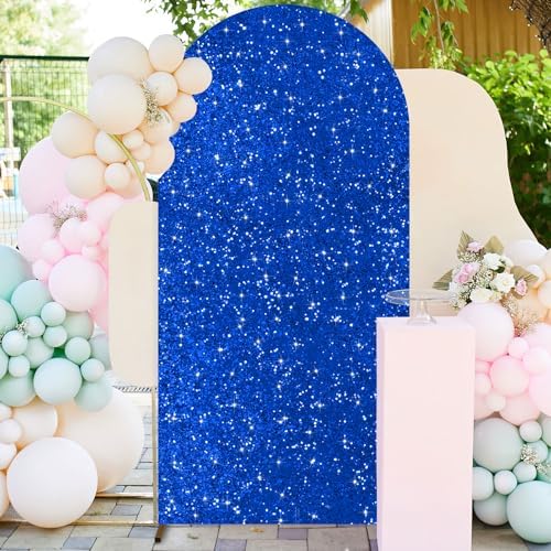 Amazon.com : FUHSY Spandex Fitted Arch Cover Blue Sequin Arch Backdrop ...