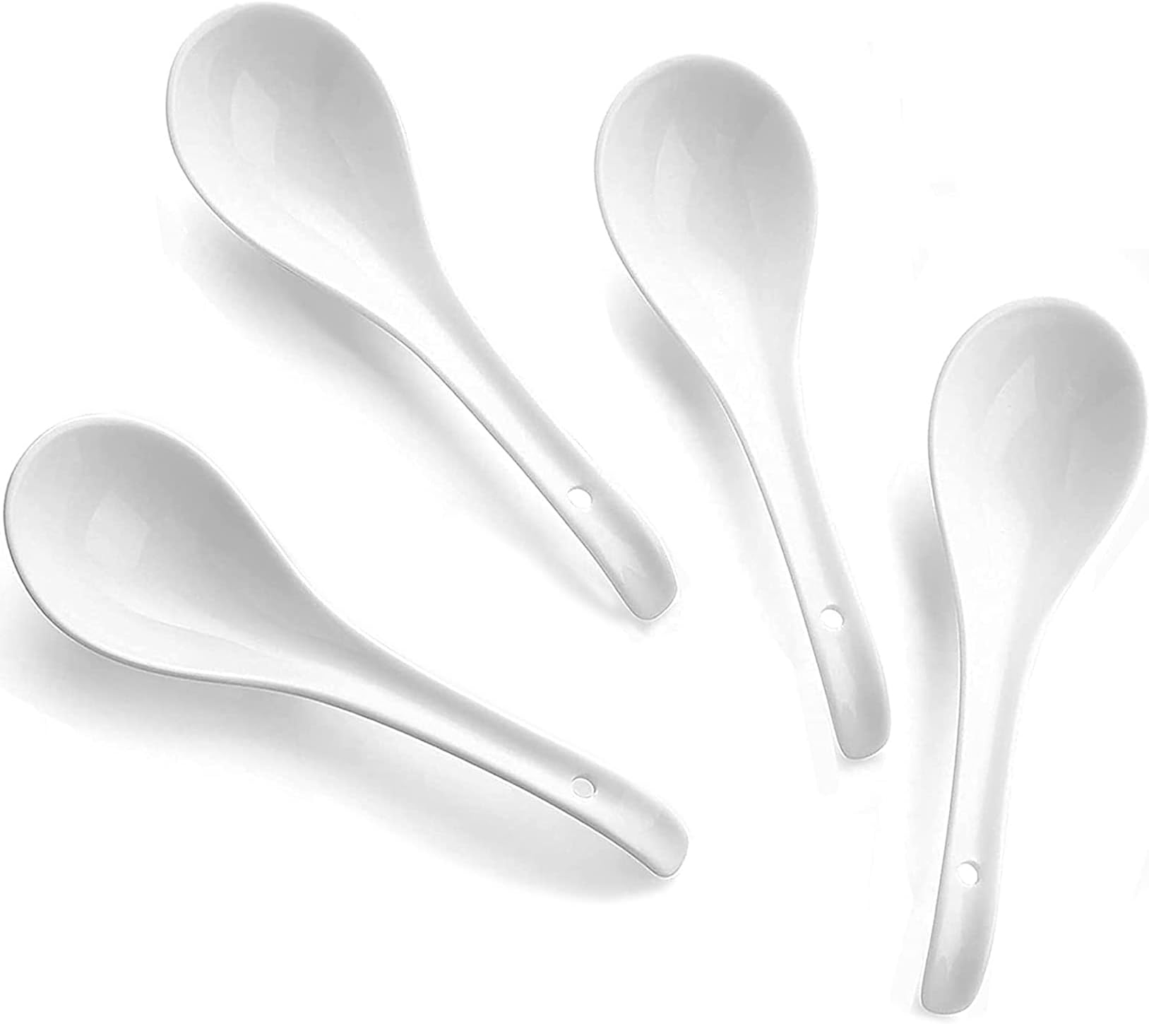 Amazon.com: Bright White 6.75 inch Asian Soup Spoon Set of 4, Ultra ...