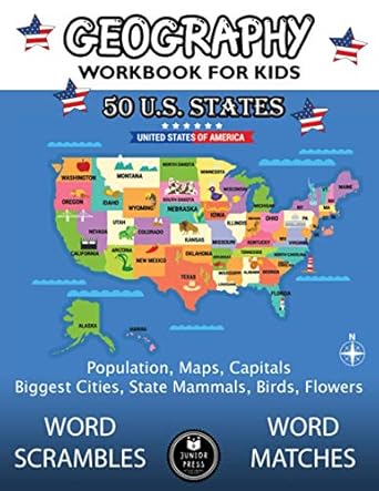 Geography Workbook for Kids: 50 US States Activity Book - Word ...