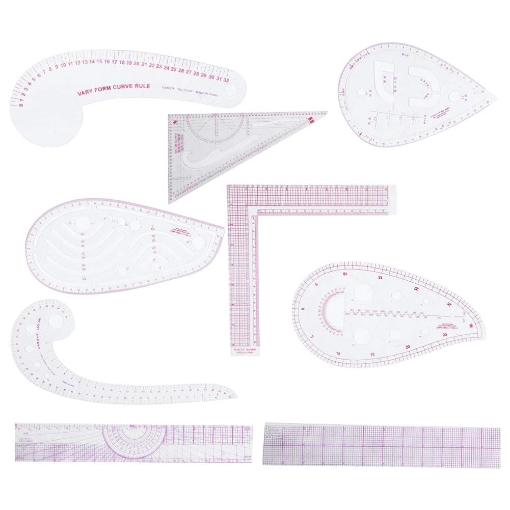 9pcs Pattern Sewing Rulers Set, French Metric Ruler Plastic Sew French ...