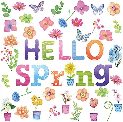 Amazon.com: Whaline Hello Spring Cut-Outs Bulletin Board Decoration ...