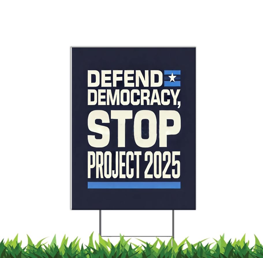 Amazon.com : Defend Democracy Stop Project 2025 18x12" Vertical Yard ...