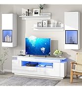 Amazon.com: Modern LED TV Stand for 75 inch TV, White Entertainment ...