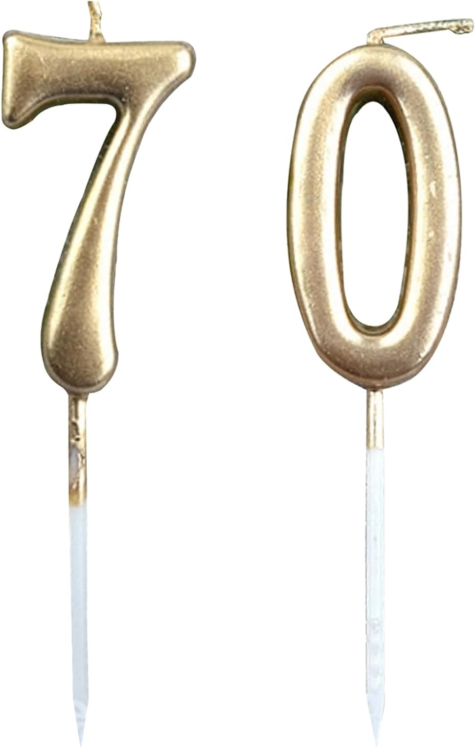 Amazon.com: 70th Birthday Candles - Champagne Gold Number 70 Birthday Cake Candle, Happy 70 ...