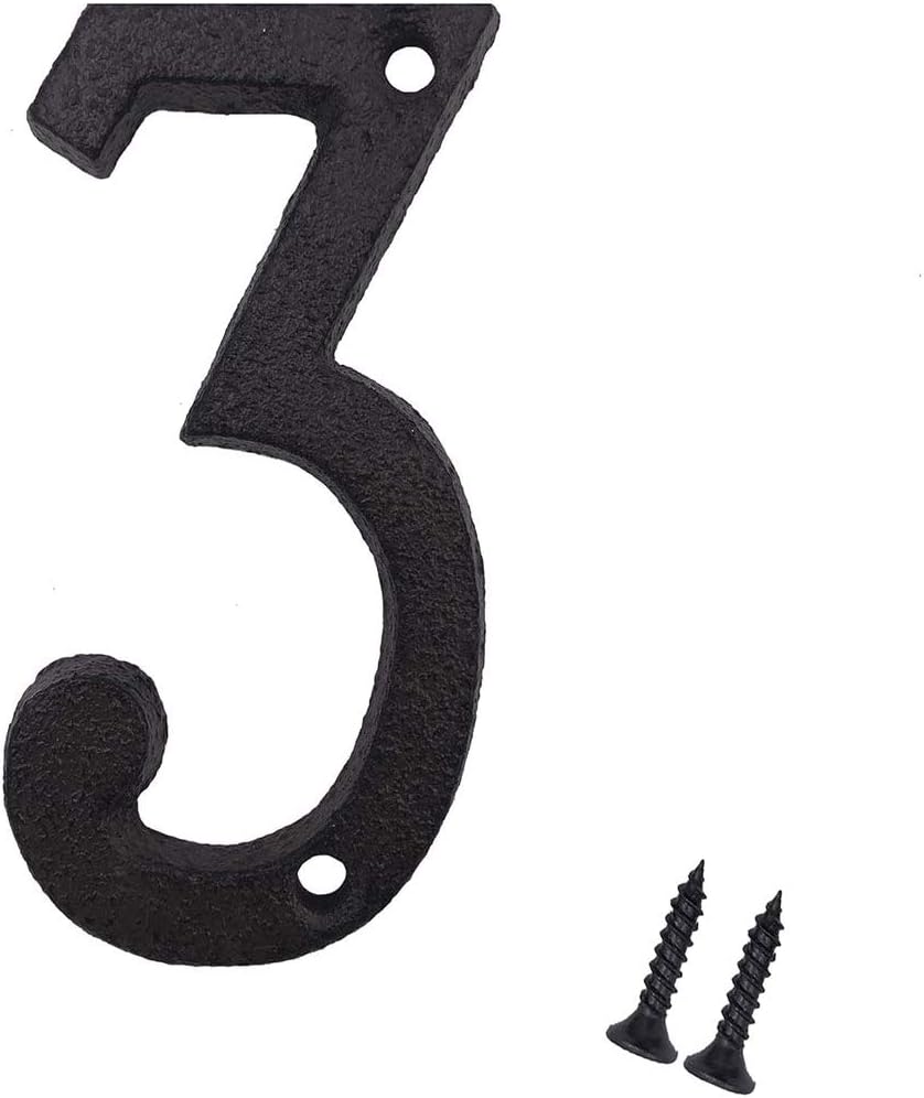 Suithink 3 Inch Black Metal Arabic Numbers Cast Iron House Sign DIY ...