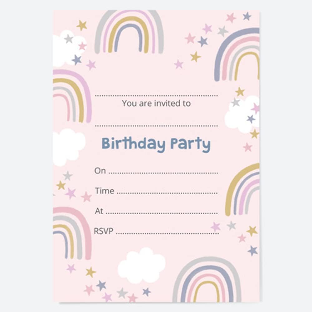 Pretty Pastel Party - Invitation Notelet 143 x 205mm, Perfect for Girls ...