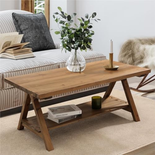 Amazon.com: HOKYHOKY Solid Wood Coffee Table - 42.5” Firwood Farmhouse ...