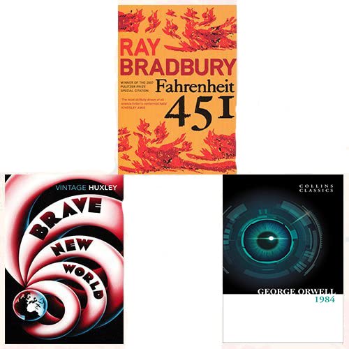 Fahrenheit 451,Brave New World and 1984 Nineteen Eighty-Four 3 Books ...