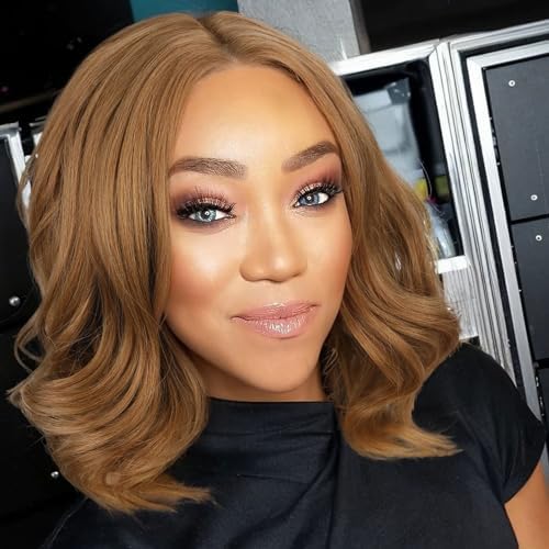 Amazon.com : Fancy Hair Short Wavy Bob Wig Curly Shoulder Length Middle ...