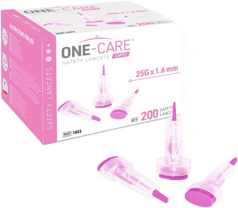 Amazon.com: ONE-CARE Opti Safety Lancets Top Button Activated, 25G x 1 ...