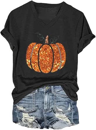 Sequin Pumpkin Shirt Halloween Shirts for Women Fall Pumpkin Shirt at ...