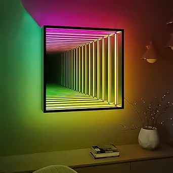 Casa Di Lumo Infinity Square Mirror - LED Wall Lamp, Geometric RGB ...