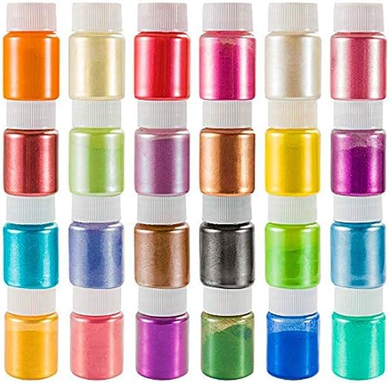Mica Powder Pigment 24 Color,Non-Toxic Safe Natural Epoxy Resin Dye ...