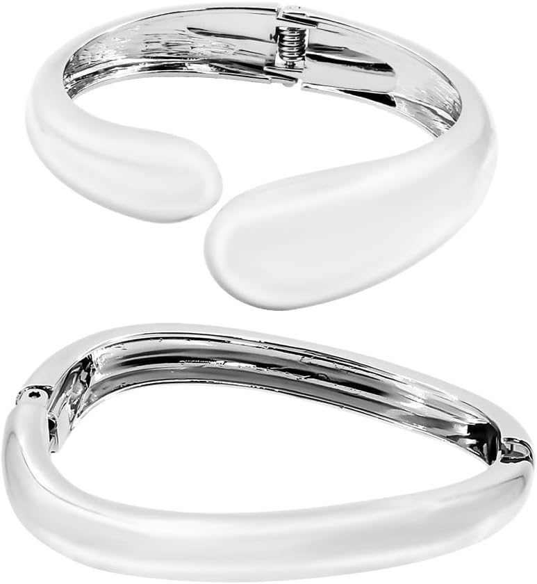 Amazon.com: AKAZA 2pcs Plated Cuff Waterdrop Teardrop Bangle Bracelet ...