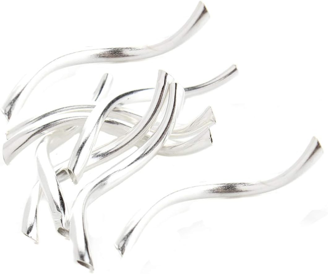 Amazon.com: Fodattm 100PCS Curved Brass Tube Beads 2 x 25 mm Smooth ...