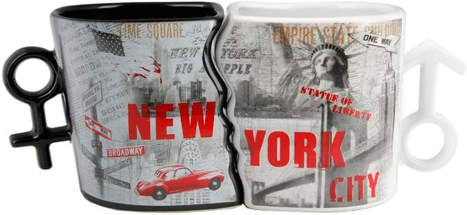 Amazon.com | Kitchen Chic Mini Couple Muge M/F NYC RETRO Ceramic 6.5 x ...