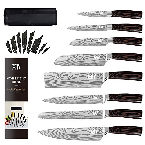XYJ Set of Knives 8-pieces Stainless Steel Kitchen Knife Vegetable ...
