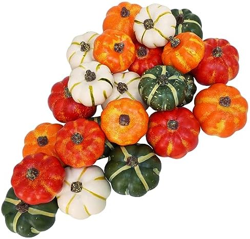 Amazon.com: 68 Pcs Assorted Mini Artificial Pumpkins with Maple Leaves ...