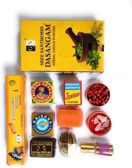 Abiria Holy Pooja Pack of 11 Items-11 Divine Incense-Javadhu, Punugu ...