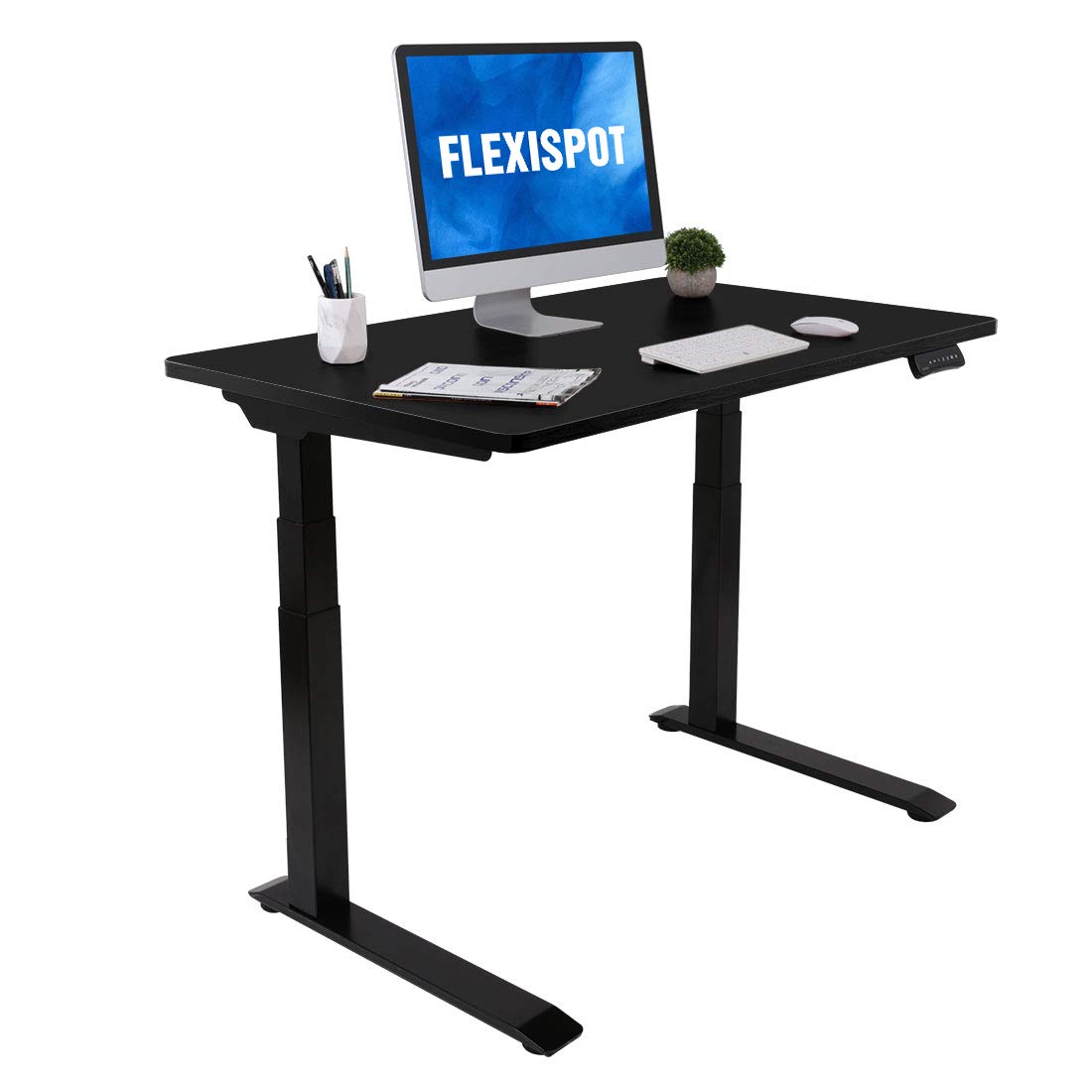 FLEXISPOT E7 Electric Stand Up Desk Workstation, 140 x70 cm, Dual Motor Ergonomic Standing Desk ...