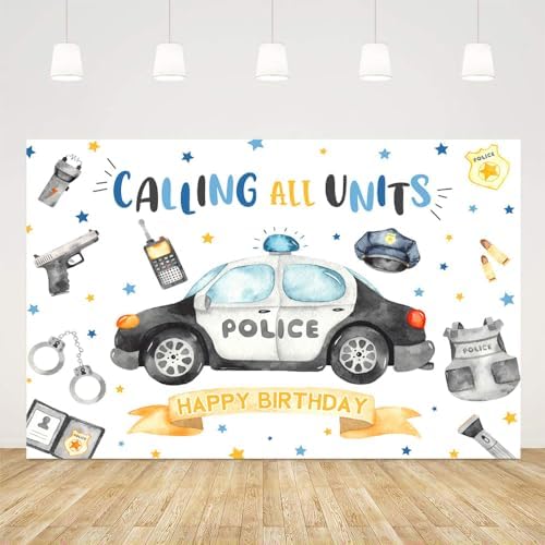 Amazon.com : Ticuenicoa 5x3ft Kids Police Theme Birthday Backdrop for ...