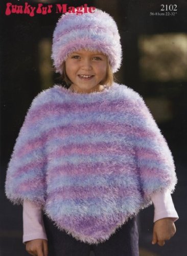 Sirdar Knitting Pattern 2102 : Girl's Funky Fur Hat and Poncho (22-32in ...