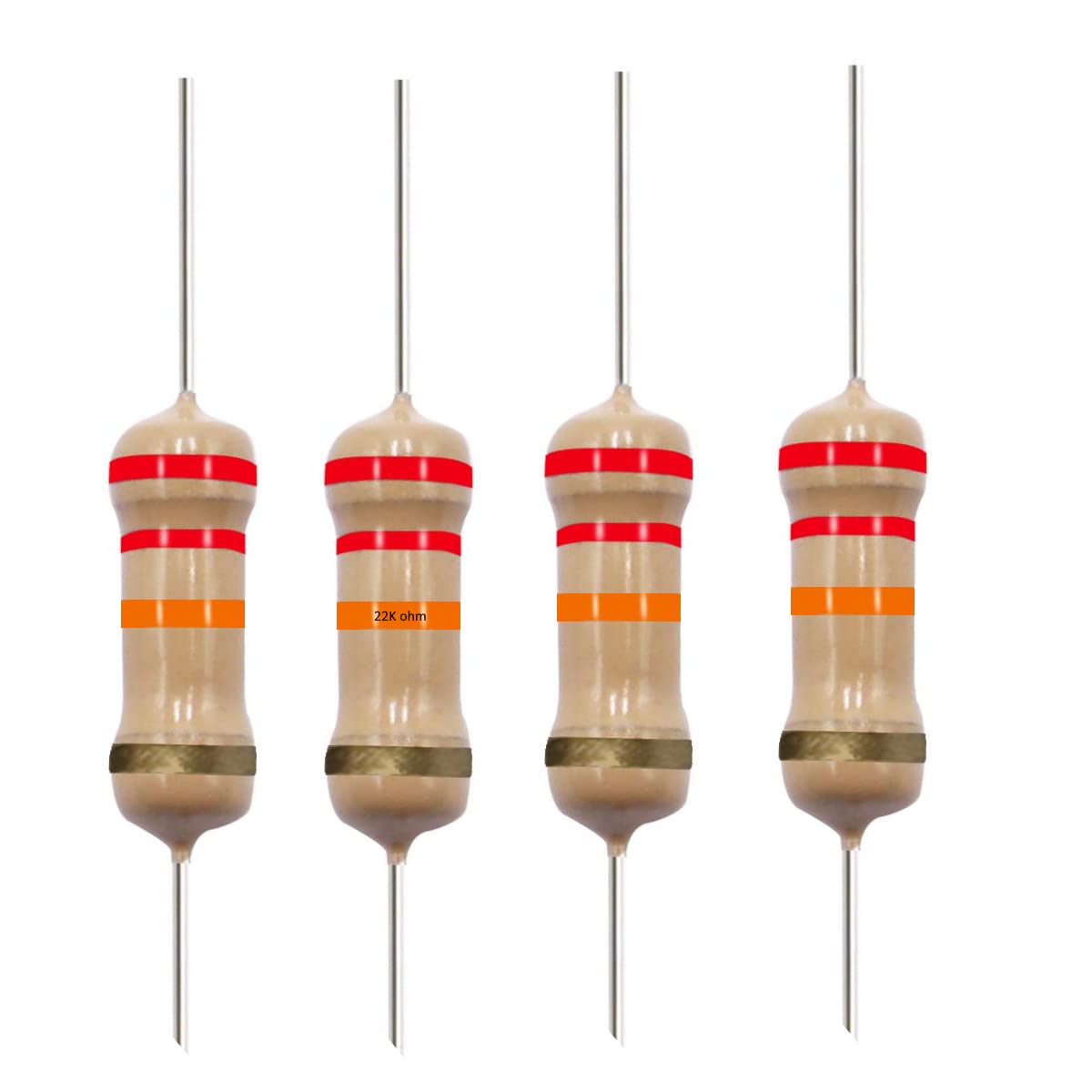 California JOS 22K Ohm Carbon Film Single Fixed Resistor 1/2 W (0.5 ...