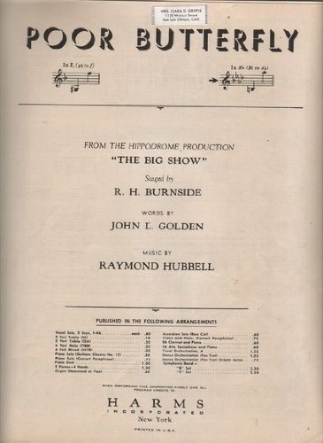 Poor Butterfly Sheet Music: John L. Golden, Raymond Hubbell: Amazon.com ...