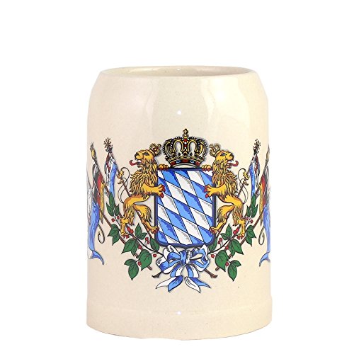 Bavariashop Steinkrug Bayern, Bayrisches Wappen Rautenmuster & Löwen ...