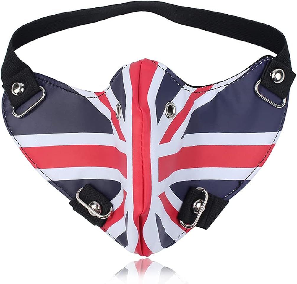 Leather Mouth Mask Half Face Sports Protective Punk Mask(British flag ...