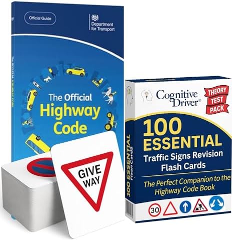 Highway Code Book 2025 UK + 100 Road Sign Flash Cards Set, Theory Test ...