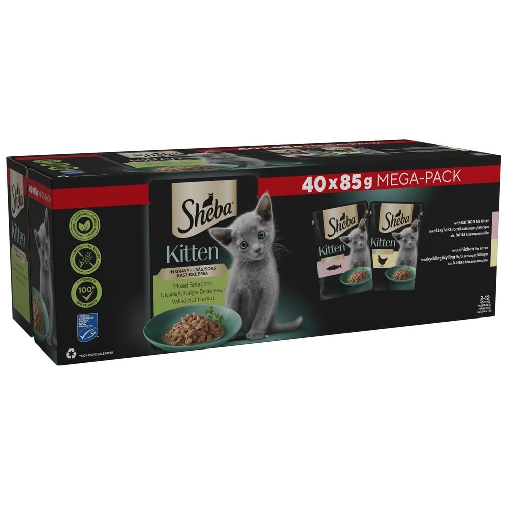 Sheba Sauce Collection Cat Food Pouch for Kitten Mixed Selection in ...