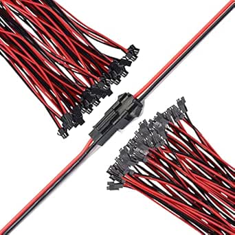 VISSQH 30 Pairs JST SM 2Pin Plug Male to Female EL Câble Adaptateur Connecteur de Câble, JST SM ...